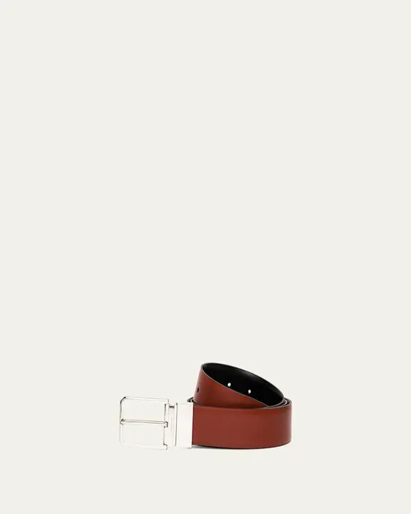 Santoni Reversible Leather Belt - Tan