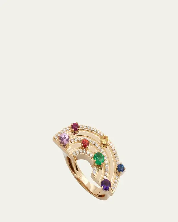 SYDNEY EVAN 14k Yellow Gold Rainbow Block Ring