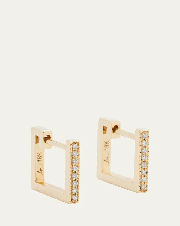 Lizzie Mandler Petite Square Huggie Earrings With White Diamonds - Gold