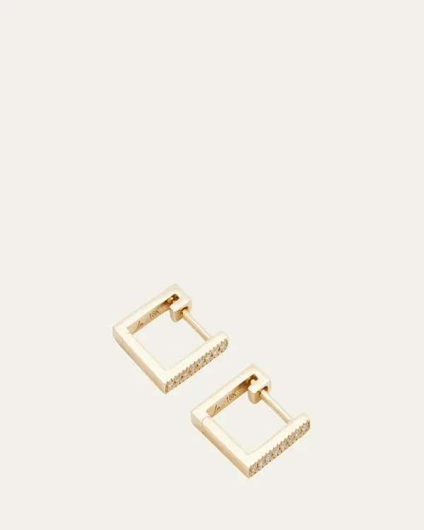 Lizzie Mandler Petite Square Huggie Earrings With White Diamonds
