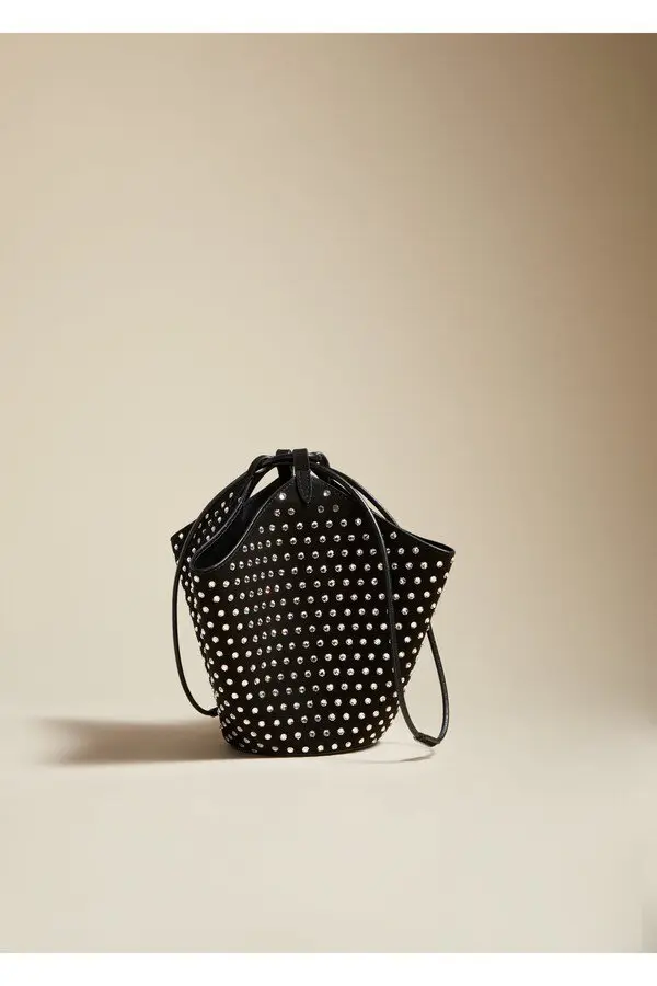 Khaite The Mini Lotus Drawstring Bag In With Crystals