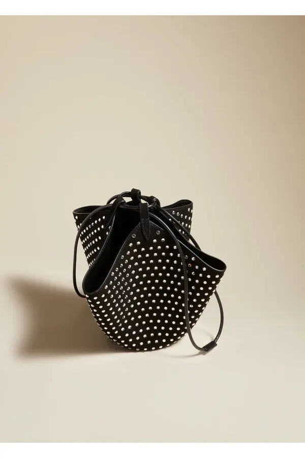 Khaite The Mini Lotus Drawstring Bag In With Crystals