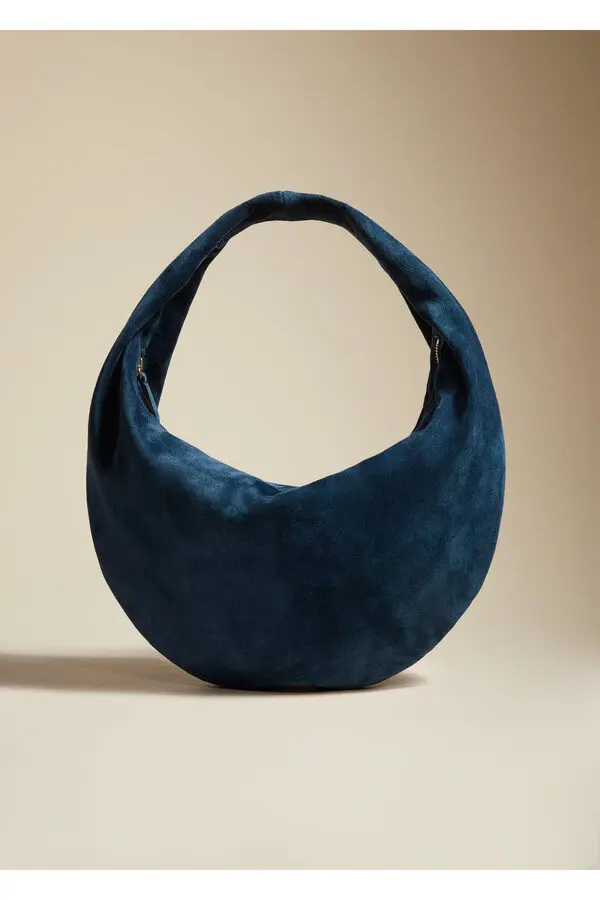 Khaite The Medium Olivia Hobo In Midnight Suede