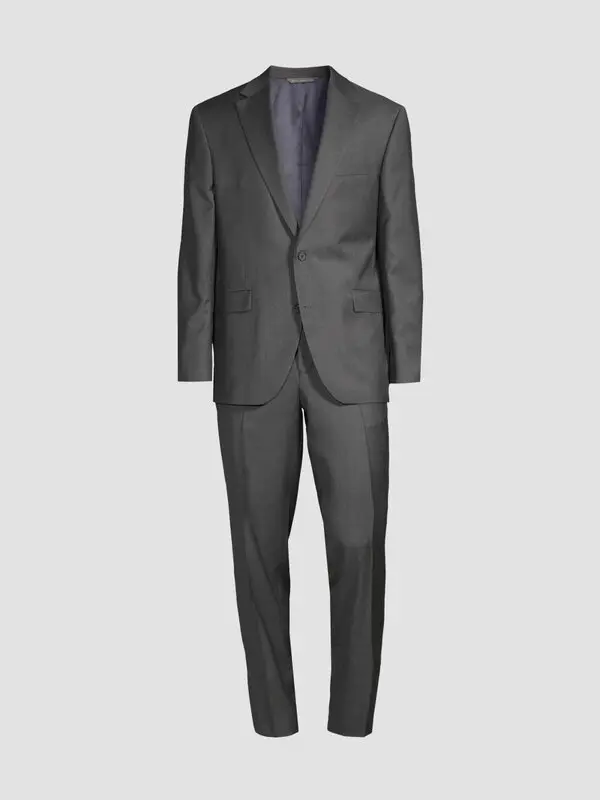 SAKS FIFTH AVENUE Collection Woven Wool Suit - Charcoal