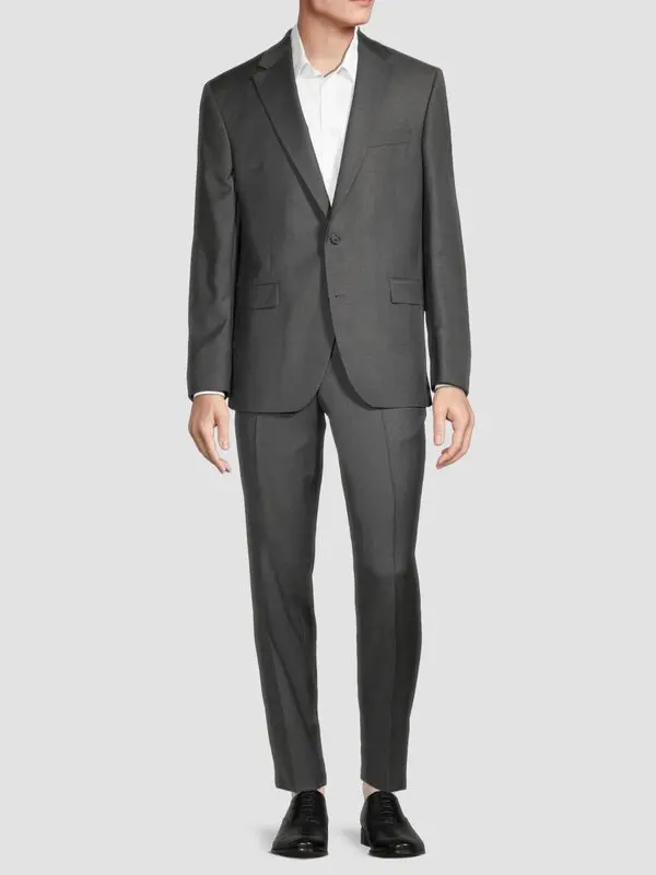 SAKS FIFTH AVENUE Collection Woven Wool Suit - Charcoal