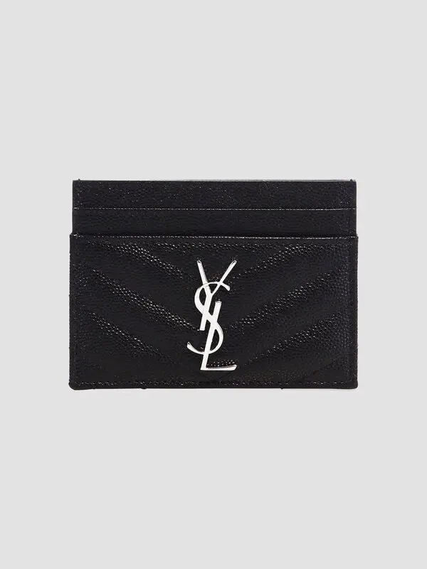 Saint Laurent Monogram Matelass Leather Card Case - Black