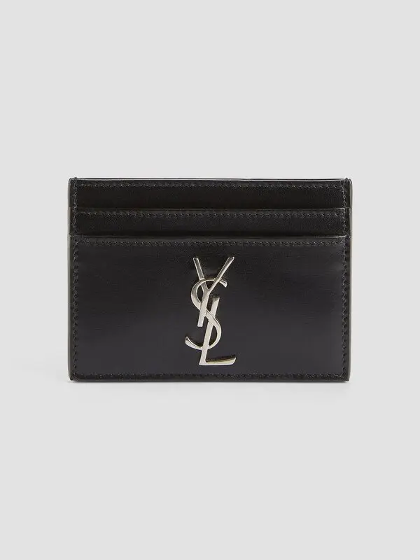 Saint Laurent Cassandre Matelassé Card Case In Smooth Leather - Nero