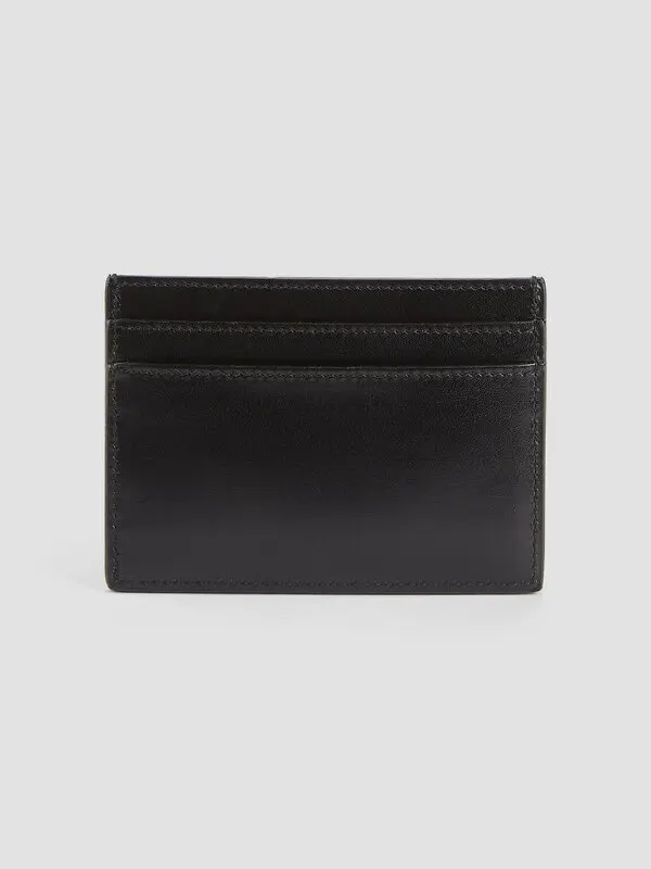 Saint Laurent Cassandre Matelassé Card Case In Smooth Leather - Nero