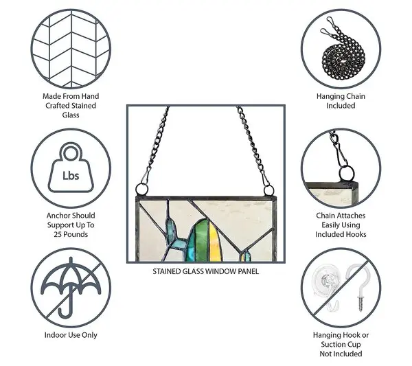 RIVER OF GOODS 4.5'h Three Birds Stained Glass Indow Panel