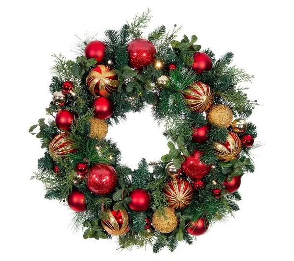 VILLAGE LIGHTING CO. Village Lighting 30' Pre-lit Led Wreath Chris Mas Classic - One-color