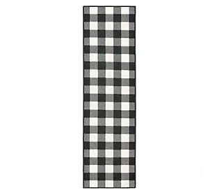 HOMEROOTS 2' X 8' Black/ivory Gingham Indoorout Door Runner Rug - One-color