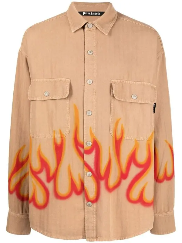 Palm Angels Flame-print Long-sleeve Shirt