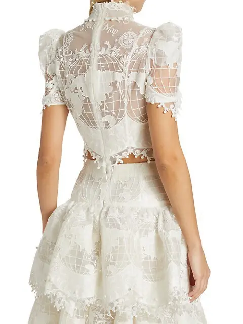 Zimmermann High Tide Embroidered Lace Crop Bodice