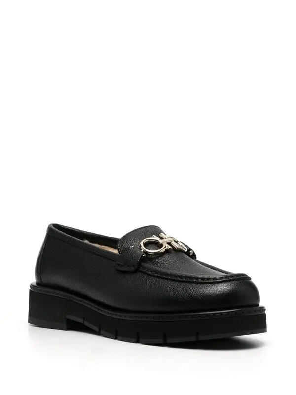 FERRAGAMO Buckle-detail Leather Loafers - Black