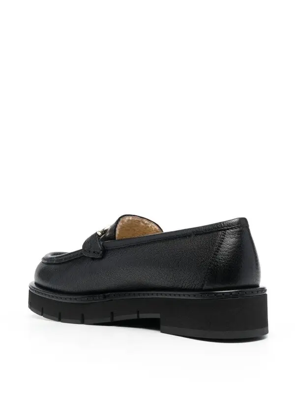 FERRAGAMO Buckle-detail Leather Loafers - Black