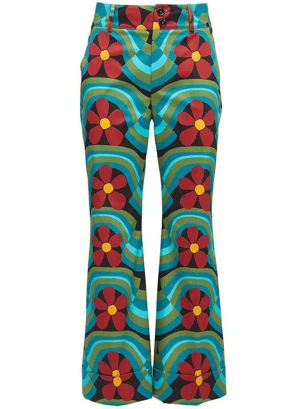 La DoubleJ Hendrix Floral-print Flared Trousers - Blue