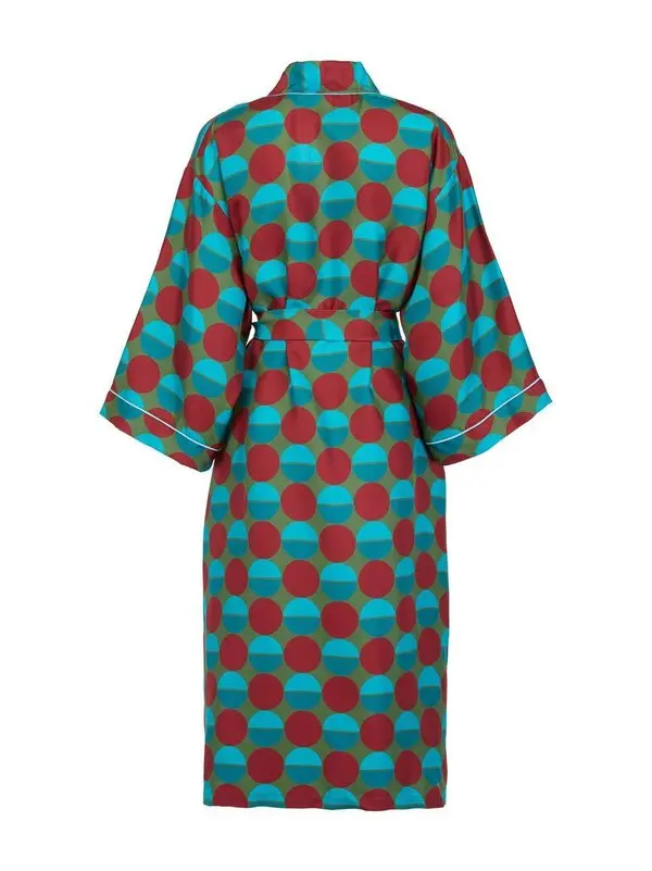 La DoubleJ Geometric-print Silk Robe