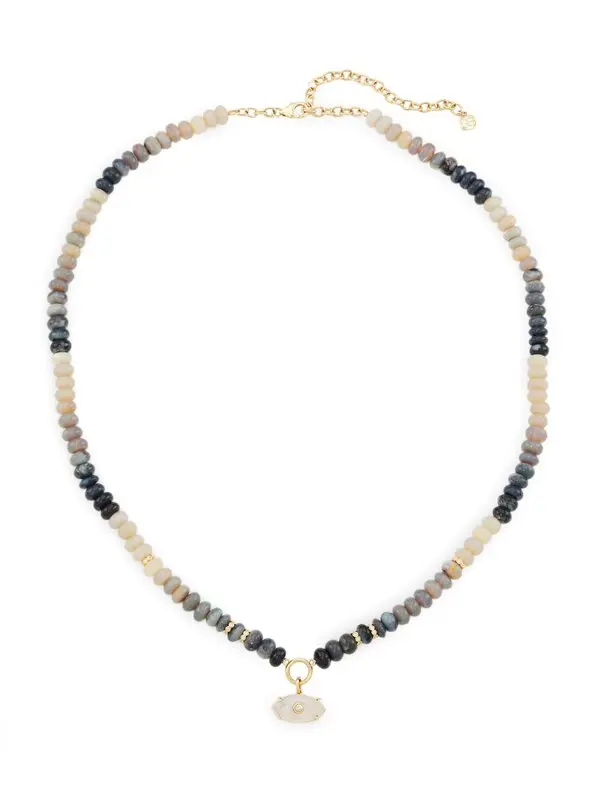 SYDNEY EVAN Carved Eye 14k Gold, Diamond & Australian Beaded Necklace - Opal