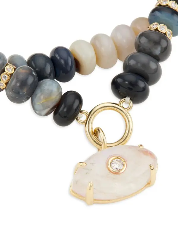 SYDNEY EVAN Carved Eye 14k Gold, Diamond & Australian Beaded Necklace