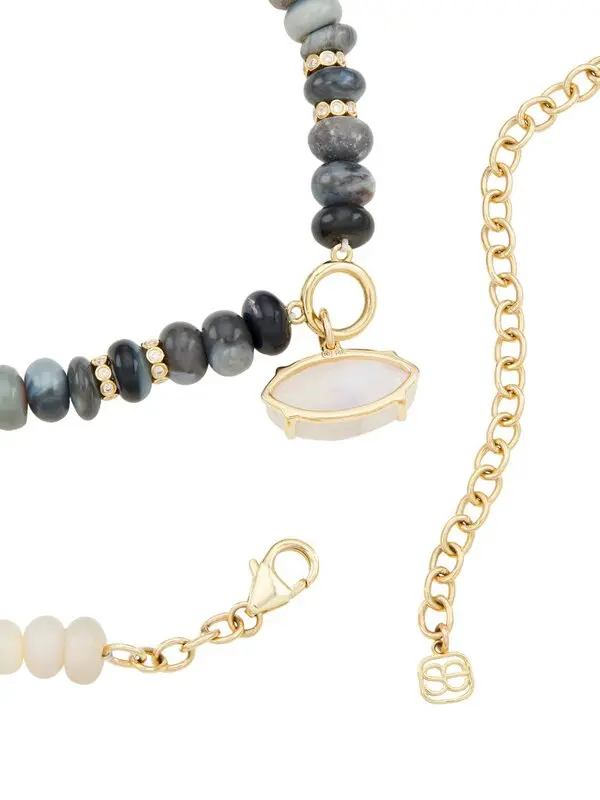 SYDNEY EVAN Carved Eye 14k Gold, Diamond & Australian Beaded Necklace