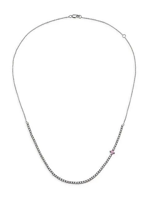 Stephanie Gottlieb 14k White Gold, 1.35 Tcw Diamond, &amp; Sapphire Necklace