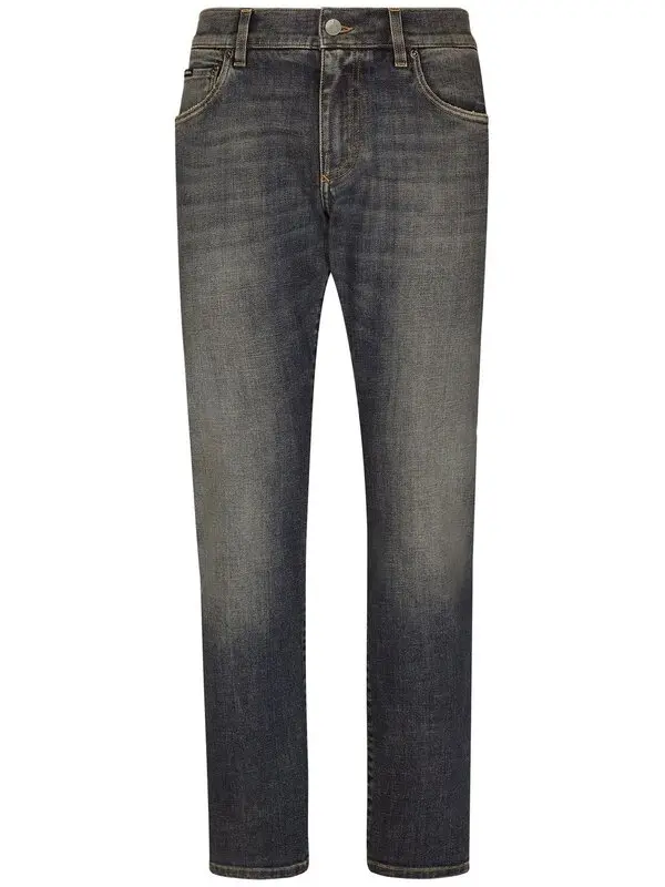 Dolce & Gabbana Logo-appliqué Slim-cut Jeans - Blue
