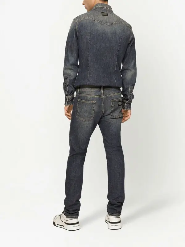 Dolce & Gabbana Logo-appliqué Slim-cut Jeans - Blue