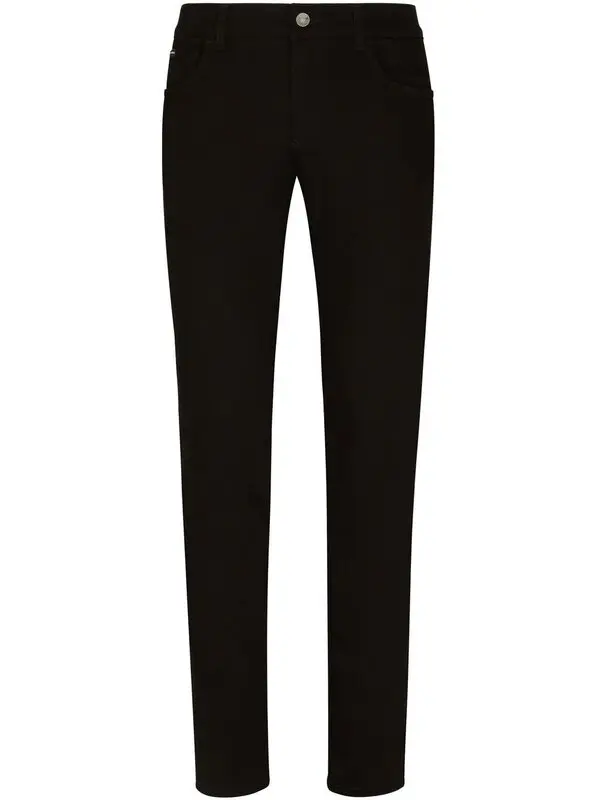 Dolce & Gabbana Logo-appliqué Skinny Jeans - Black