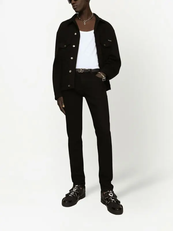 Dolce & Gabbana Logo-appliqué Skinny Jeans - Black