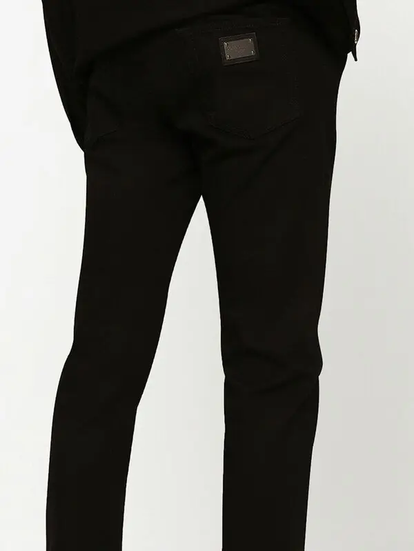 Dolce & Gabbana Logo-appliqué Skinny Jeans - Black