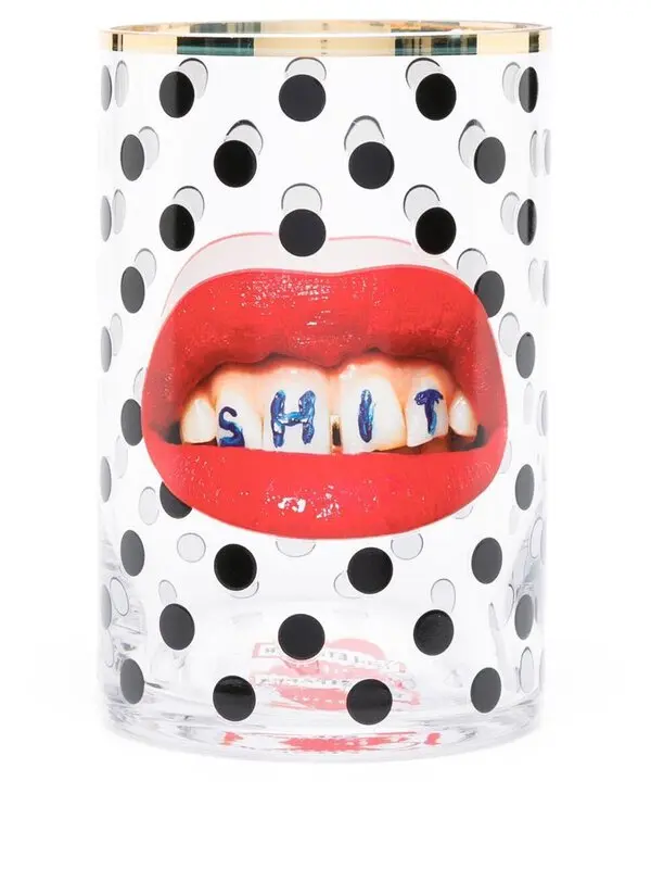 SELETTI Toitetpaper Lips-print Vase - Black