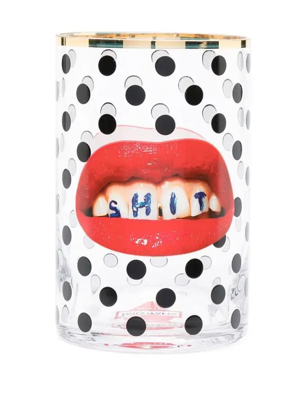 SELETTI Toitetpaper Lips-print Vase - Black