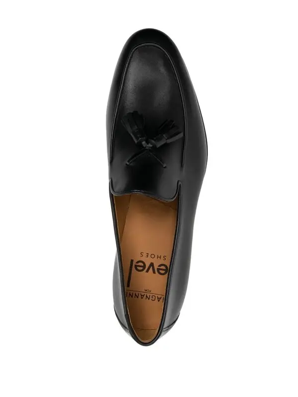 Magnanni Leather Tassel Loafers - Black