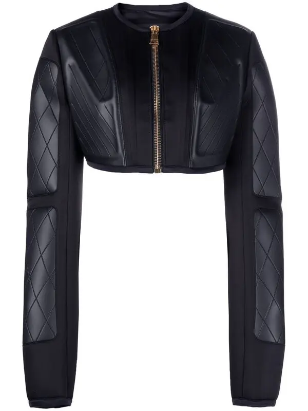 Balmain Cropped Faux-leather Jacket