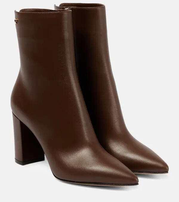 GIANVITO ROSSI Piper 85 Leather Ankle Boots - Brown
