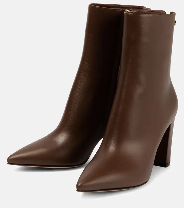 GIANVITO ROSSI Piper 85 Leather Ankle Boots - Brown
