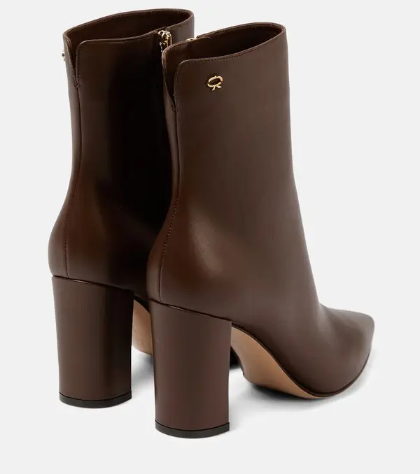 GIANVITO ROSSI Piper 85 Leather Ankle Boots - Brown