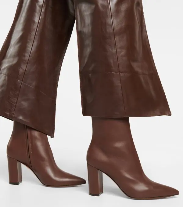 GIANVITO ROSSI Piper 85 Leather Ankle Boots - Brown