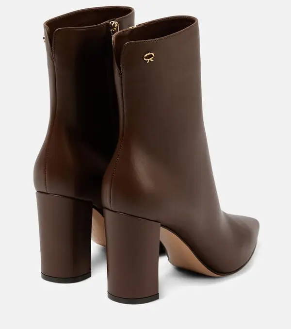 GIANVITO ROSSI Piper 85 Leather Ankle Boots - Brown