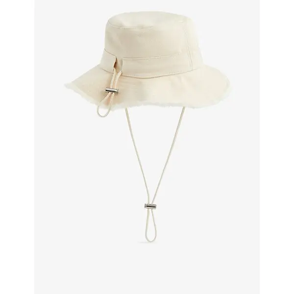 Jacquemus Le Bob Artichaut Bucket Hat With Neck-strap - Off White