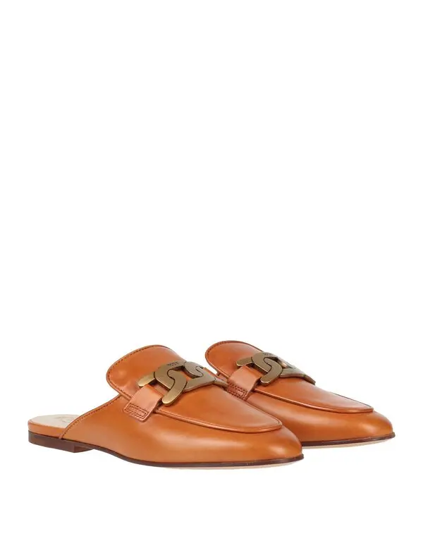 TOD'S Soft Leather Mules With Metal Detailing - Brown
