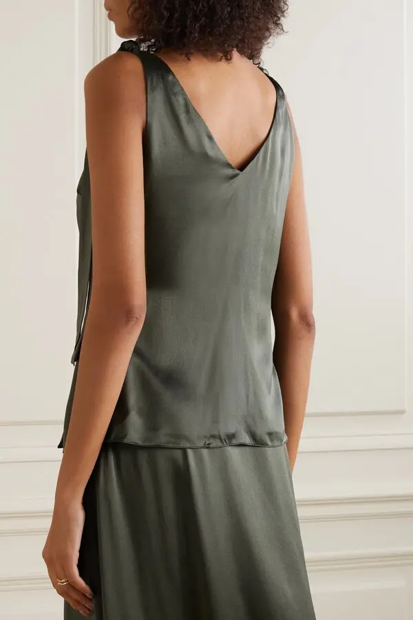 NET-A-PORTER FOR THE KING’S FOUNDATION Silk-satin Wrap Top