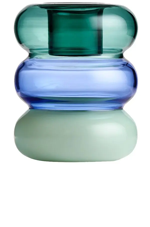 MAISON BALZAC Petite Pauline Candleholder In Green - Teal  Azure  & Mint