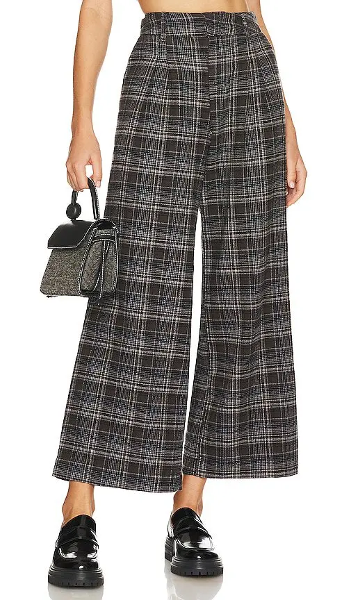 Nsf Santiago Mid Rise Wide Leg Pant In Charcoal