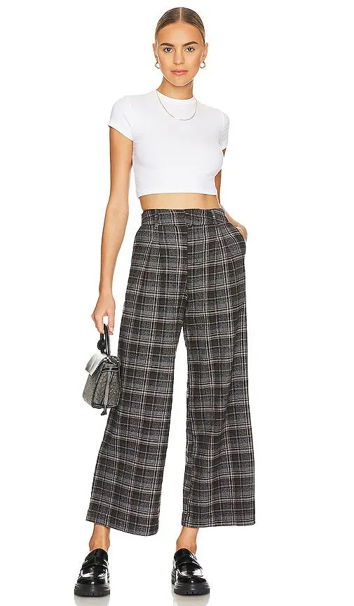 Nsf Santiago Mid Rise Wide Leg Pant In Charcoal