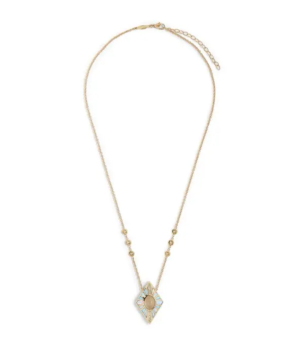 Jacquie Aiche Yellow Diamond, Moonstone And Opal Inlay Necklace - Gold