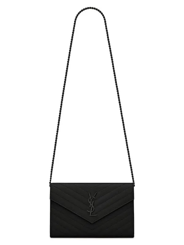 Saint Laurent Cassandre Chain Wallet - Black