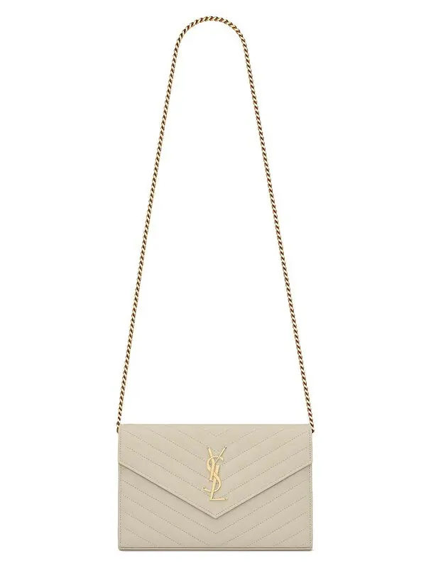 Saint Laurent Cassandre Chain Wallet - Seasalt