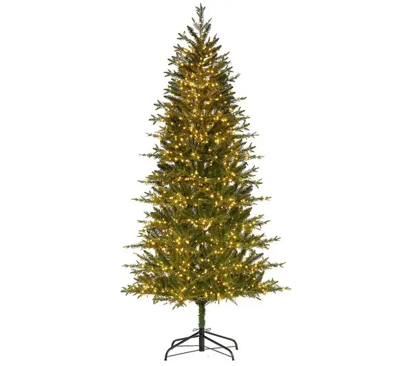 HAUTE DECOR 7' Ashville Pre-lit Slim Tree With Ster Lights