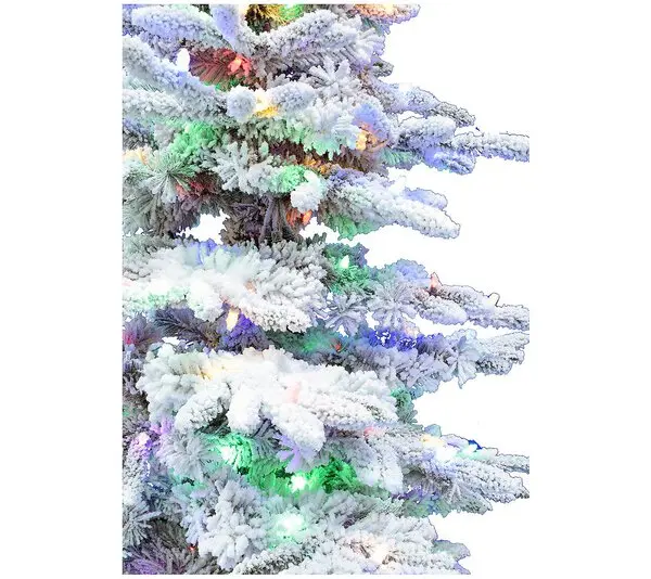 CHRISTMAS TIME 6.5' White Pine Snowy Artificial Christmas Tree With Multi